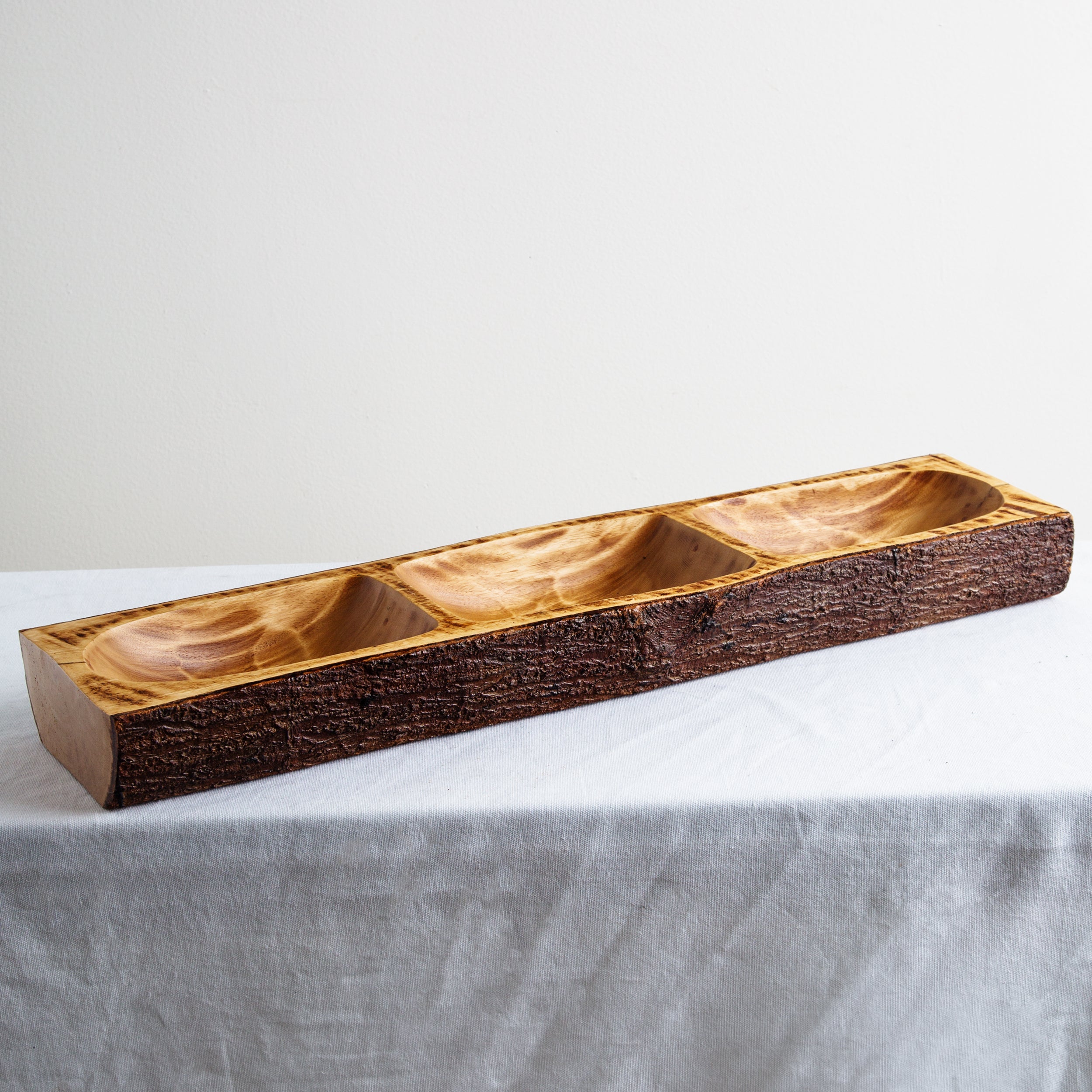 Acadian Bark 3-Section Serving Tray - Carved Reclaimed Wood – Indochine ...